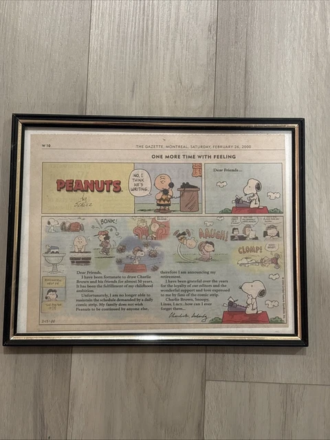 CHARLES SCHULZ LAST Peanuts Comic Strip Feb. 2000, Snoopy Charlie Brown ...