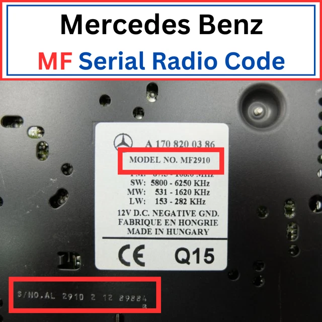 RADIO CODE FOR MERCEDES BENZ AUDIO 10 CD MF2199 MF2910 Radio Unlock ...
