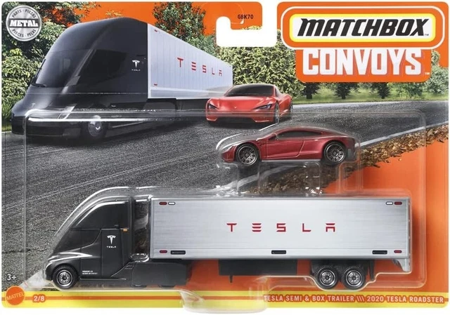 MATCHBOX CONVOYS TESLA Semi and box Trailer And 2015 Tesla Model S red ...