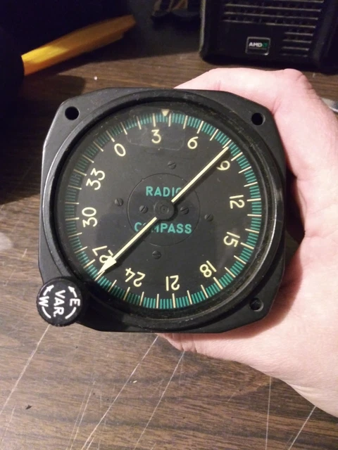 VINTAGE US ARMY Aircraft Radio Compass Indicator Type 1D-91B/ARN-6 ...