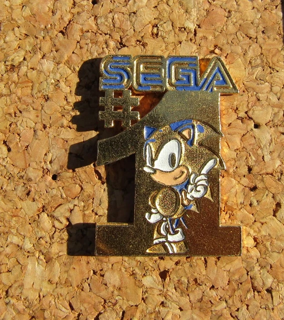 PIN'S SONIC NUMBER one #1 sega 1991 hedgehog promo pub vintage pins jeu ...