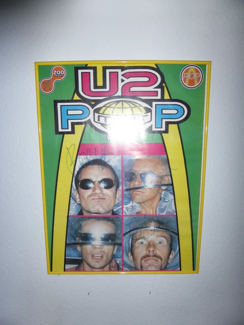 U2 - POPMART Poster - original Autogramm BONO THE EDGE LARRY ADAM ...