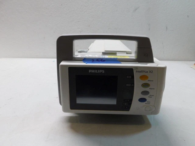 PHILIPS INTELLIVUE X2 Monitor w/ECG Spo2 IBP NIBP TEMP W/M8048A Rack ...