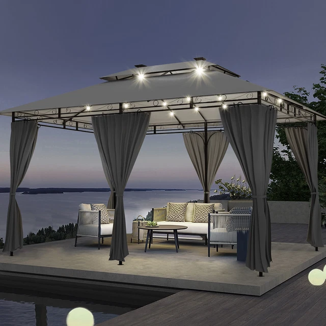 LED PAVILLON 3X3/4/6M Gartenpavillon Partyzelt Gartenzelt Festzelt ...