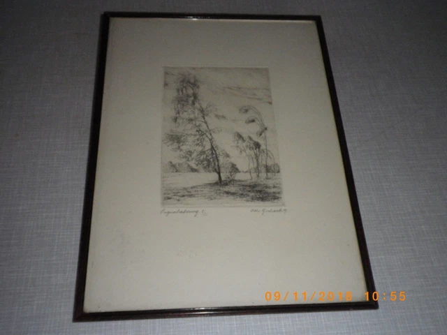 ORIGINAL RADIERUNG SIGNIERT von Otto Gerhards und betitelt Birken 1/25 !!! EUR 19,99 - PicClick DE