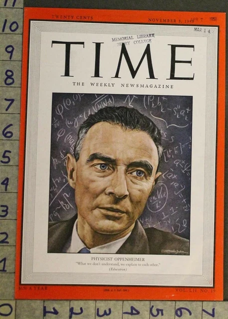 1948 PHYSICIST ROBERT Oppenheimer Wwii Military Atomic Bomb Power Cover ...