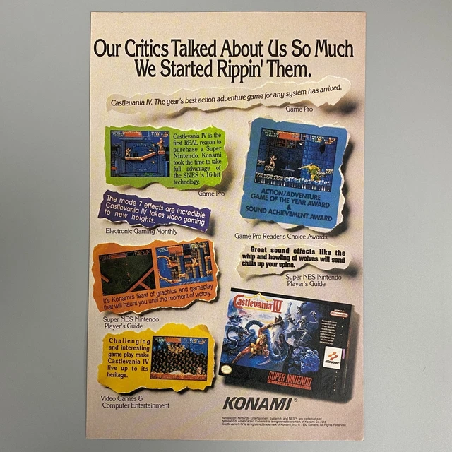 SUPER NINTENDO SNES Castlevania Iv Super Famicom 1992 Vintage Retro ...
