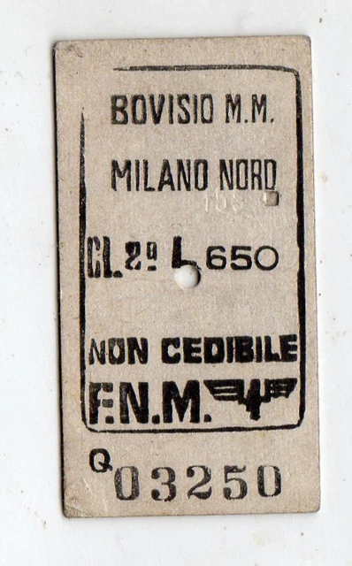 BIGLIETTO TICKET Edmonson Ferrovie Nord Milano Bovisio Milano 22-11 ...