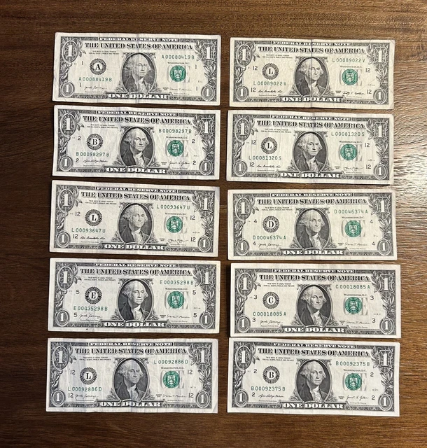 ZIP CODE NOTES Federal Reserve $1 Dollar Fancy Low Serial number x 10 ...