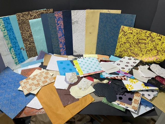 CRAFT CLEAROUT 1 kilo handmade papers, mulberry, embossed, glitter ...