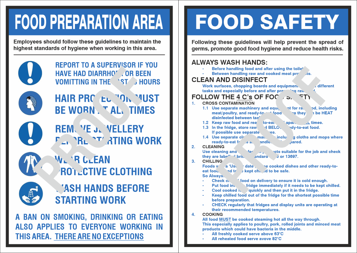 FOOD HEALTH SAFETY 2 A4 Commercial Signs, Kitchen, Cafe, Canteen ...