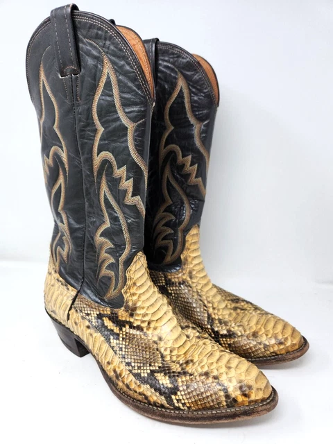 VINTAGE NOCONA NATURAL PYTHON SNAKE COWBOY BOOTS EXOTIC WESTERN BOOTS ...