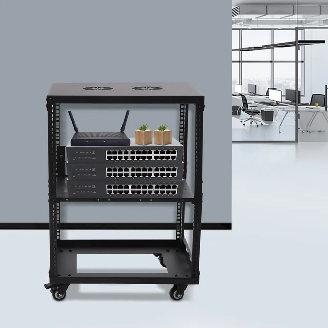 OPEN FRAME SERVER Rack Network Server Rack Black 12U 4 Post Relay Rack ...