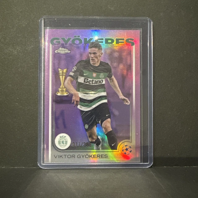 TOPPS CHROME 2025 VIKTOR GYOKERES SPORTING CP VIOLET /299. Rookie RC £2 ...