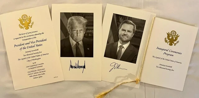 2025 OFFICIAL TRUMP Vance Inauguration Invite Program Package Turquoise ...