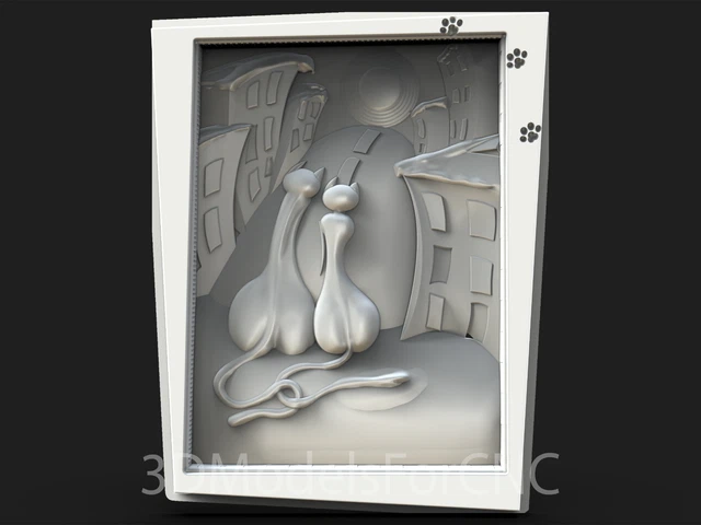 3d Model Stl File For Cnc Router Laser And 3d Printer Cats £2 31
