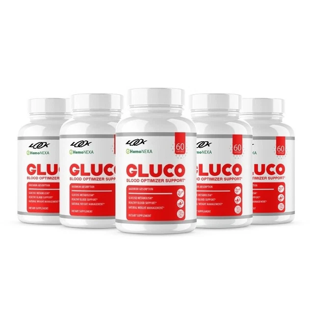 (5 PACK) HEMONEXA Gluco Blood Optimizer Pills, Hemo Nexa Gluco (300 ...