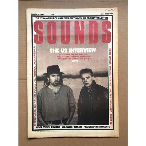 U2 SOUNDS MAGAZINE March 28 1987 Edge And Larry Cover With U2 Interview ...