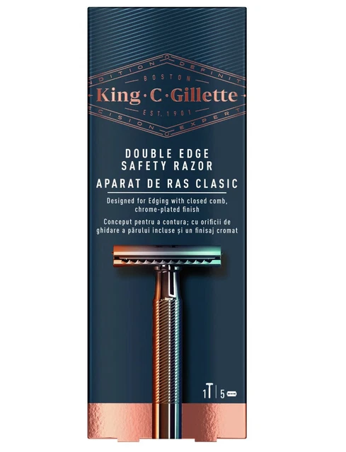 KING C. GILLETTE Double Edge Safety Razor Men Shaver + Razor Blades 5 ...
