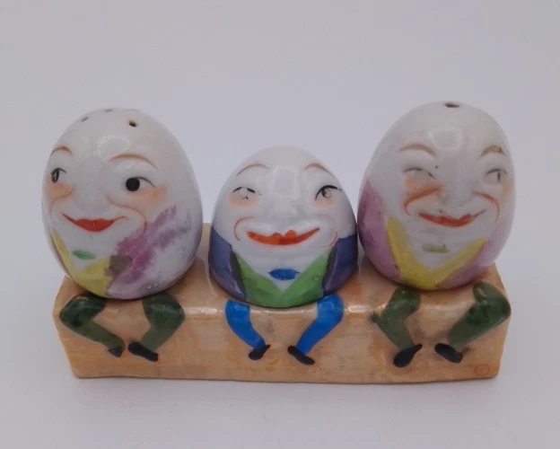 RARE VINTAGE NURSERY Rhyme HUMPTY DUMPTY Cruet Set Salt & Pepper ...