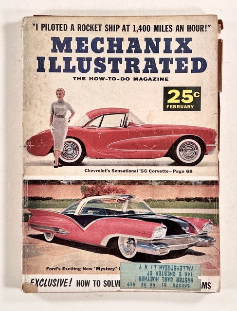1956 FEB MECHANIX ILLUSTRATED 1955 Ford Mystere '56 Corvette ROCKET ...