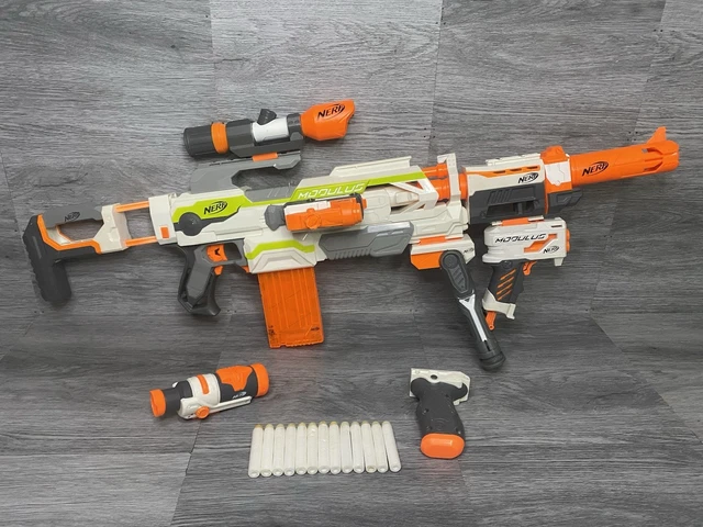 NERF N-STRIKE ELITE Modulus ECS 10 Blaster Gun, Attachments & Glow In ...