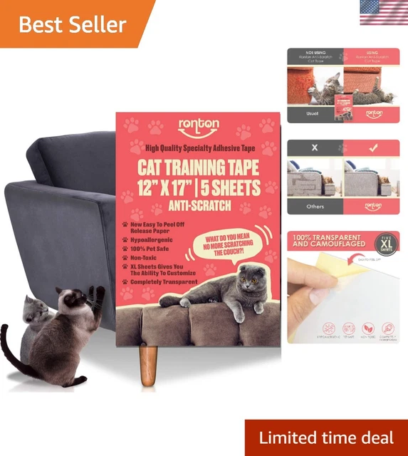 DOUBLE-SIDED TRANSPARENT SCRATCH Tape for Cats - Safe & Non-Toxic 12x17 ...