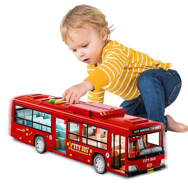 ELECTRIC CITY BUS Toy Openable Door School Bus Toy for Boys Girls (Red ...