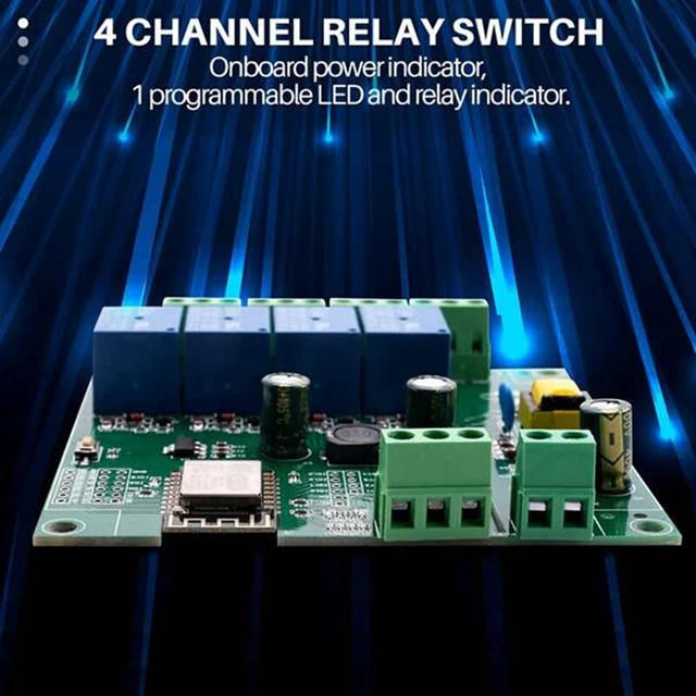 Esp8266esp 12f Wifi Relaymodule 4 Canaux Ac90 250vdc7 30v5v Delayrelay Sw4286 Eur 5228