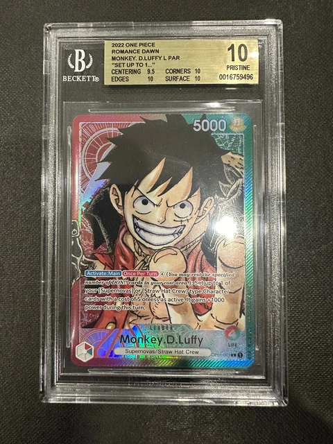 ONE PIECE TCG, Monkey.D.Luffy OP01-003 Leader Errata, Romance Dawn BGS ...