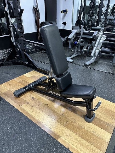 LIFE FITNESS ADJUSTABLE Weights Bench Black Bodybuilding Strength ...