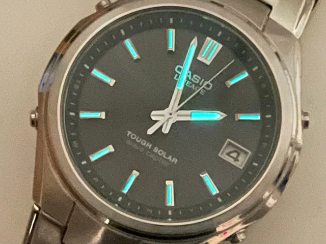 CASIO LINEAGE LI1-120 Wave Ceptor Solar Quartz Watch 38mm Black Dial ...