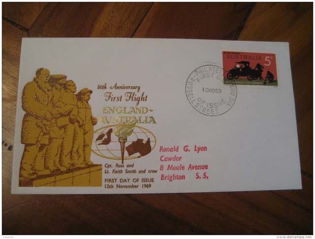 50TH ANNIVERSARY FIRST Flight England - Australia RUSSELL STREET 1969 ...