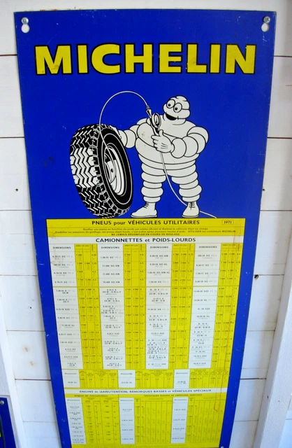ORIGINAL VINTAGE GARAGE Forecourt Michelin Tyre Pressure Sign Dated ...