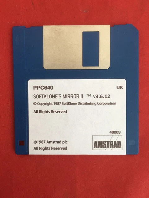 ORIGINAL AMSTRAD PPC512 PPC640 MS-DOS MIRROR II SOFTKLONE Disk £10.50 ...