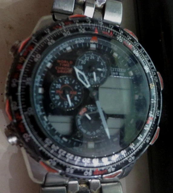 VINTAGE CITIZEN C300 Navihawk World time Flight Chronograph Watch ...