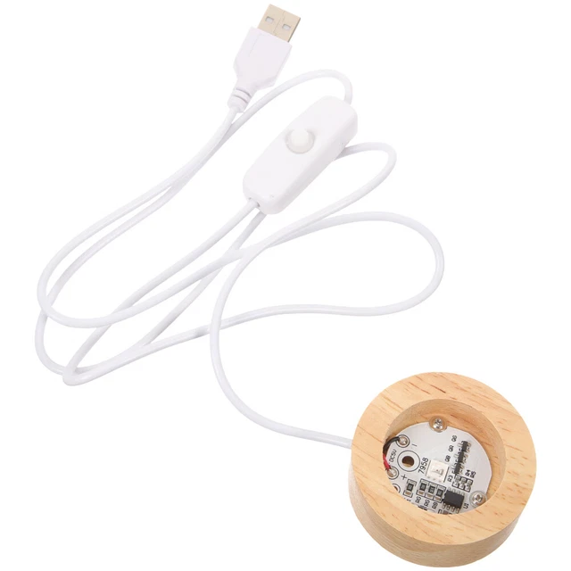 LED LIGHT DISPLAY Pedestal Wooden Light Base Crystal Ball Round Display ...