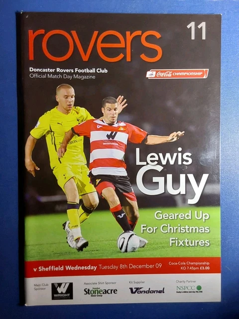 DONCASTER ROVERS V Sheffield Wednesday 8th December 2009 Vgc £1.17 ...
