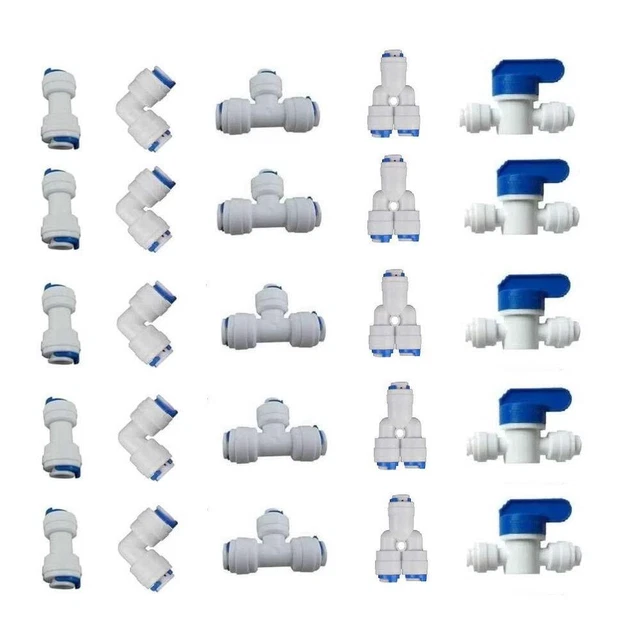 OD QUICK CONNECT Push in to Connect 1/4" Tube Fittings Set for RO Water ...