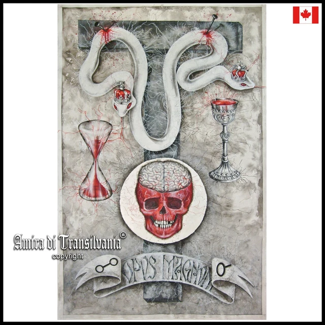 ART PAINTING CONTEMPORARY modern men portrait skull brain snake gothic ...