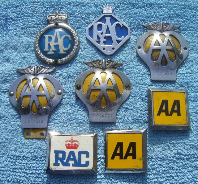COLLECTION ROYAL AUTOMOBILE CLUB/ASSOCIATION CAR BADGES~VINTAGE RAC/AA ...
