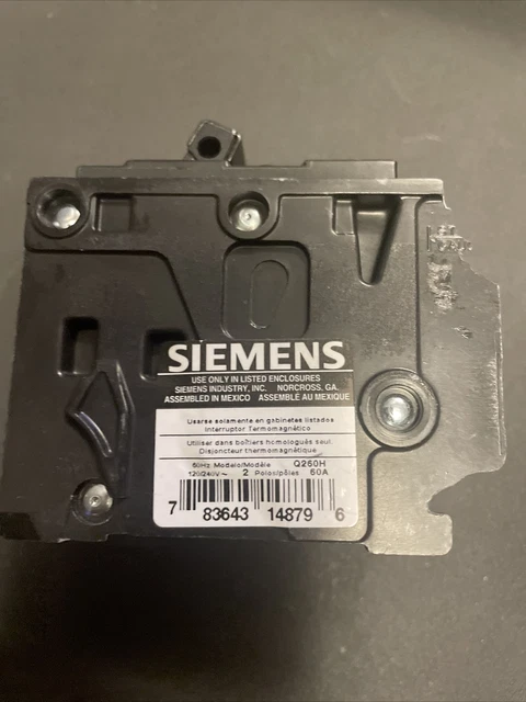 SIEMENS Q260H 60 Amp Double Pole 22Ka Type QPH Circuit Breaker EUR 39 ... SIEMENS Q260H 60 Amp Double Pole 22Ka Type QPH Circuit Breaker EUR 39 ...