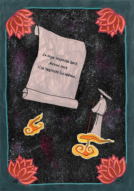 PEINTURE ORIGINALE, AFFICHE, sur fond espace, Parole d'Homme, Format A4 ...