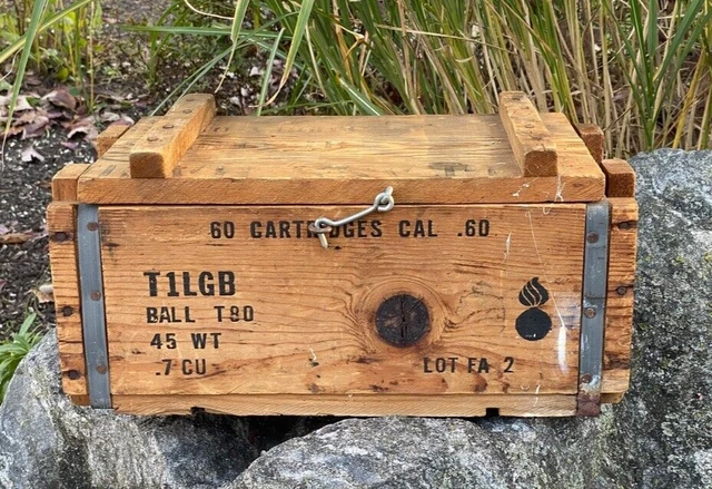 60 CAL CALIBER 60 Cartridges Military Ball T-80 Wood Wooden Ammo ...
