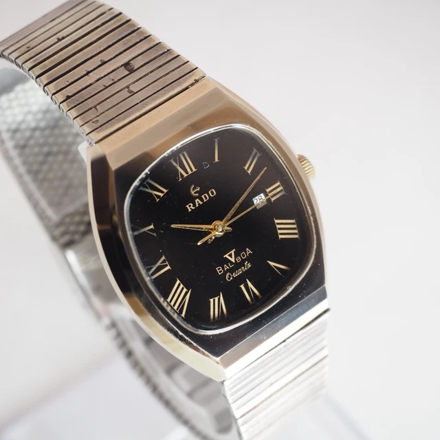 OROLOGIO RADO BALBOA Quarzo Data Vintage Tonneau Quadrante Nero Made In ...