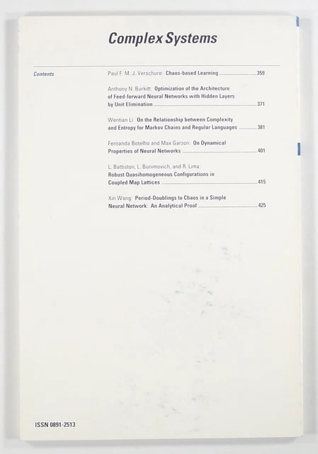 1991 AUG COMPLEX SYSTEMS Stephen Wolfram CELLULAR AUTOMATA computer ...