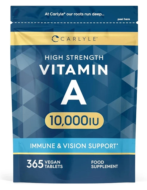 EYE SIGHT & Vision. Vitamin A Tablets High Strength - 10,000iu Vegan ...
