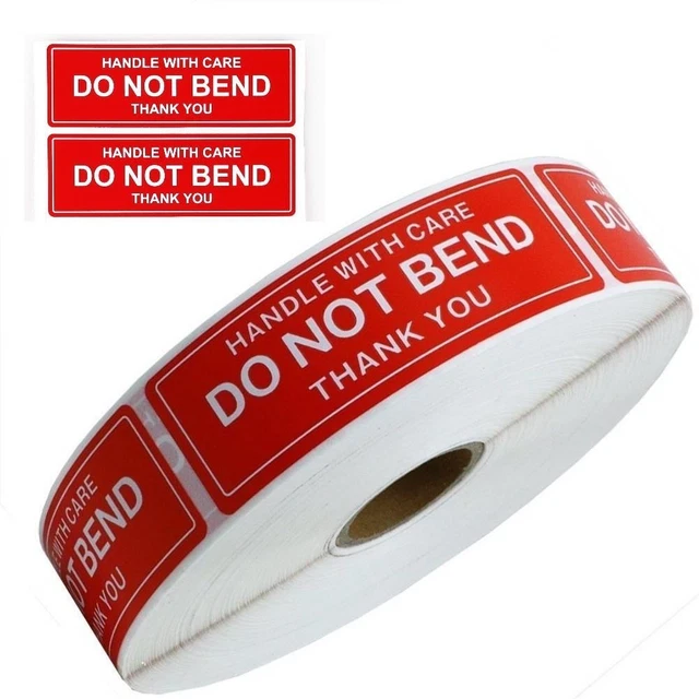 DO NOT BEND STICKER HANDLE WITH CARE 1“ x 3” STICKERS ROLL & SHEET FAST ...