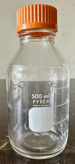 CORNING PYREX 500ML Glass Media Storage Wide Mouth Bottle w/ GL 32 mm ...