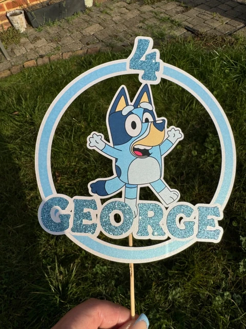 PERSONALISED NAME & Age Bluey birthday cake topper £3.00 - PicClick UK
